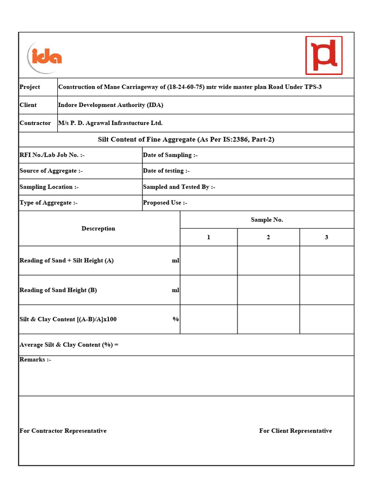 26) Silt Content of Fine Aggregate by Volume | PDF