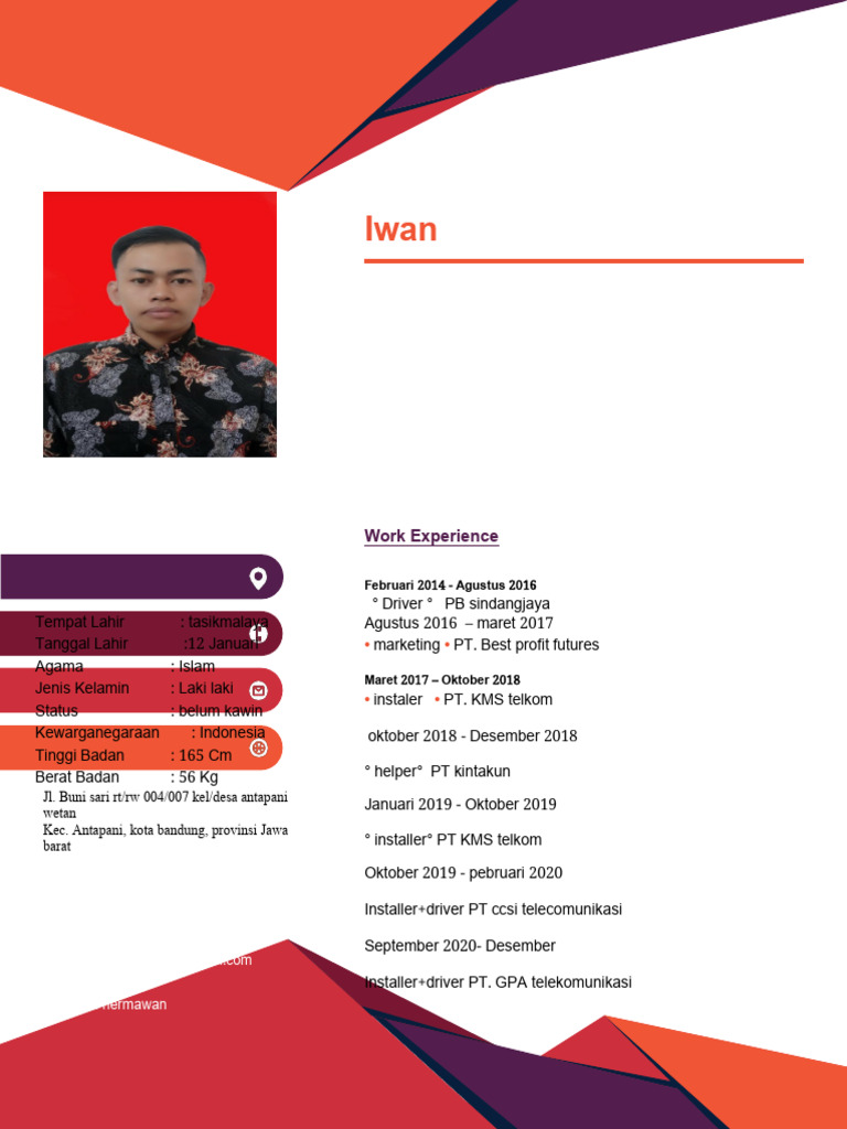 Contoh CV IWAN | PDF