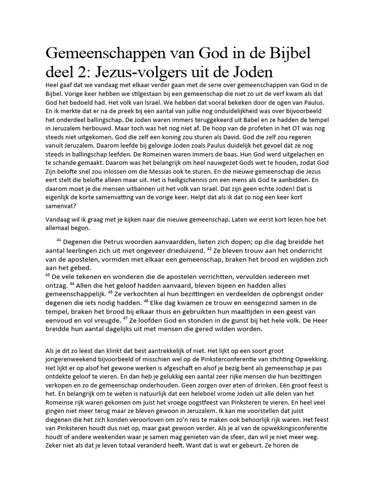 Gemeenschappen Van God in de Bijbel Deel 2, Joden Die Jezus Volgen | PDF