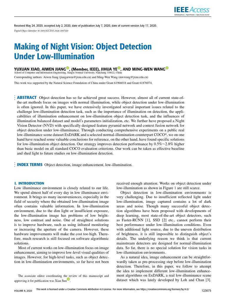 Making of Night Vision Object Detection Under Low-Illumination | PDF | Computer Vision | Deep ...