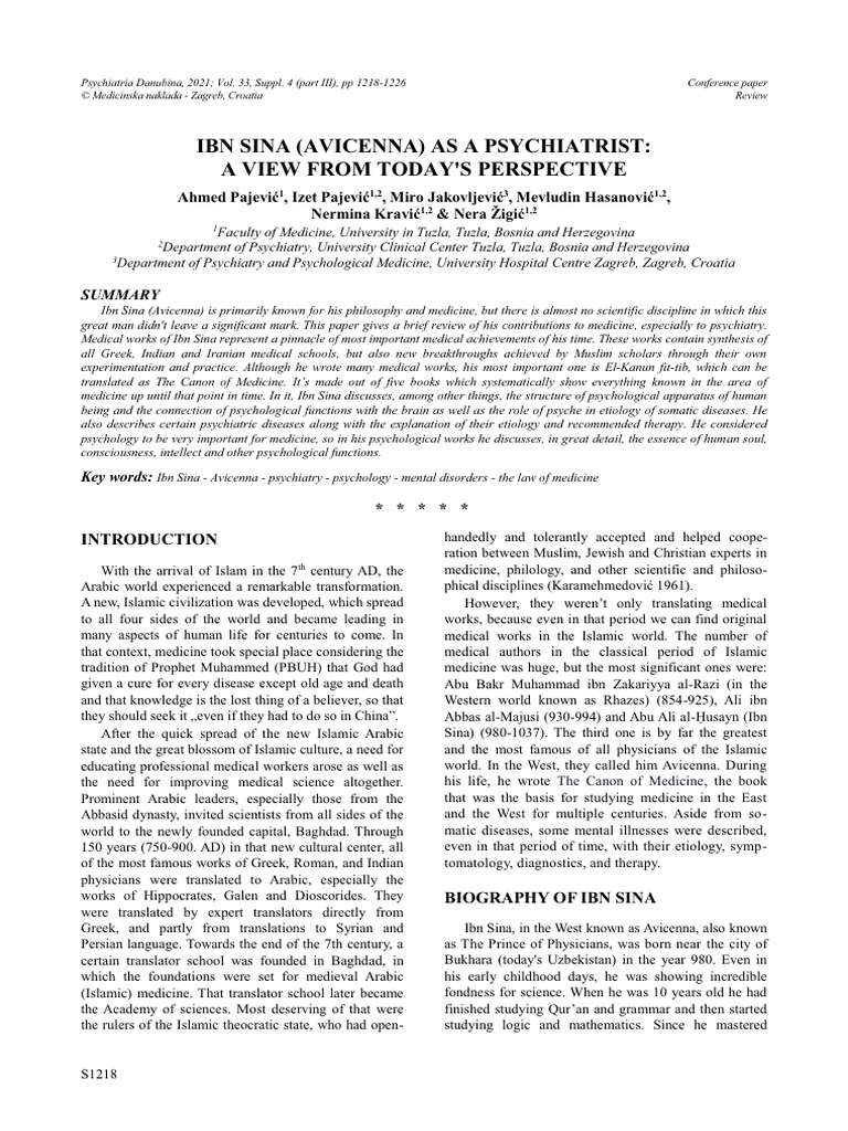 Avicenna's Psychiatric Legacy | PDF | Psychiatry | Medicine