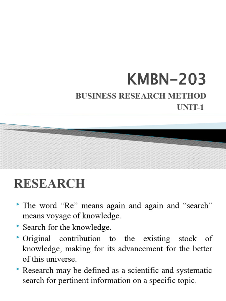 KMBN 203_BRM_UNIT-1 | PDF | Hypothesis | Sampling (Statistics)
