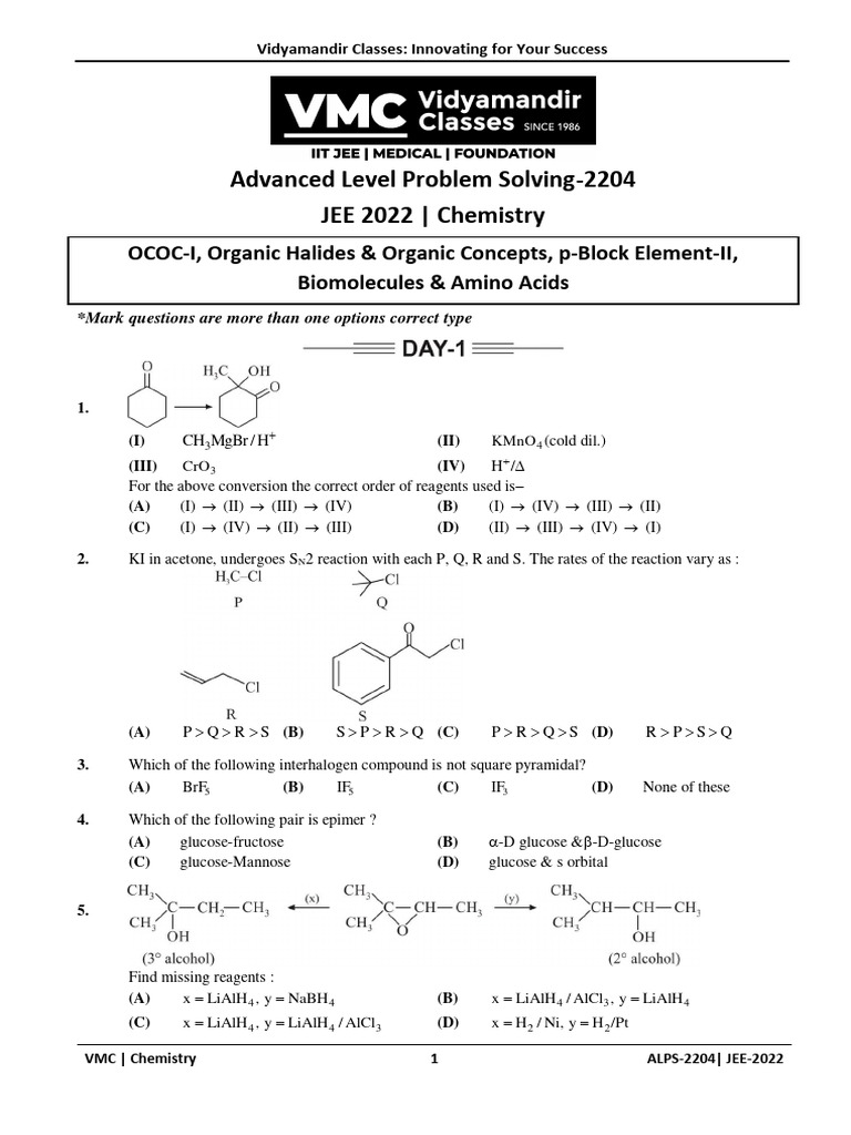 Chemistry Advanced Level Problem Solving (ALPS-4) - Paper | PDF | Acid | Chlorine