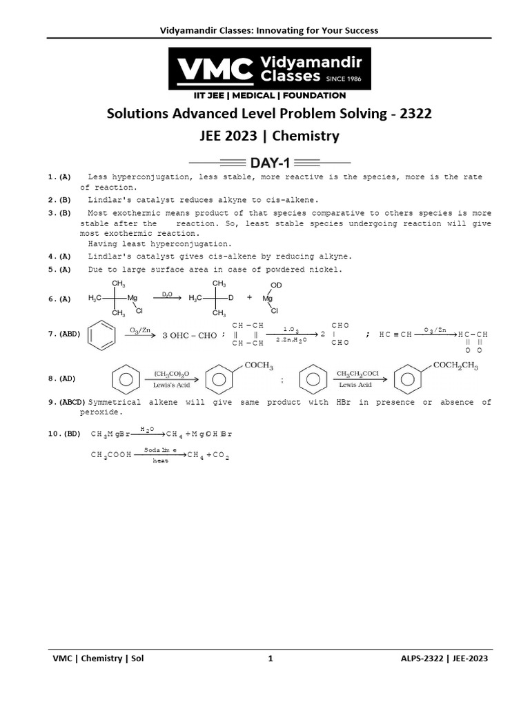 ALPS 2322 Chemistry Assignment Solutions | PDF | Alkane | Chemistry