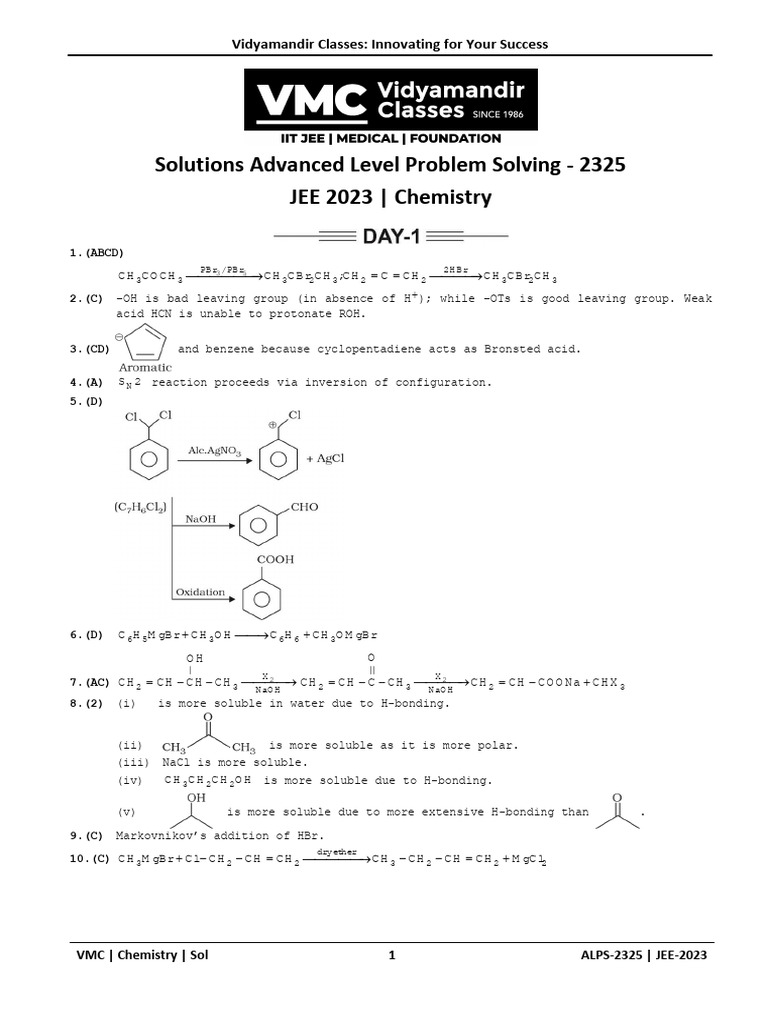 ALPS 2325 Chemistry Assignment Solutions | PDF | Chemical Reactions | Organic Reactions