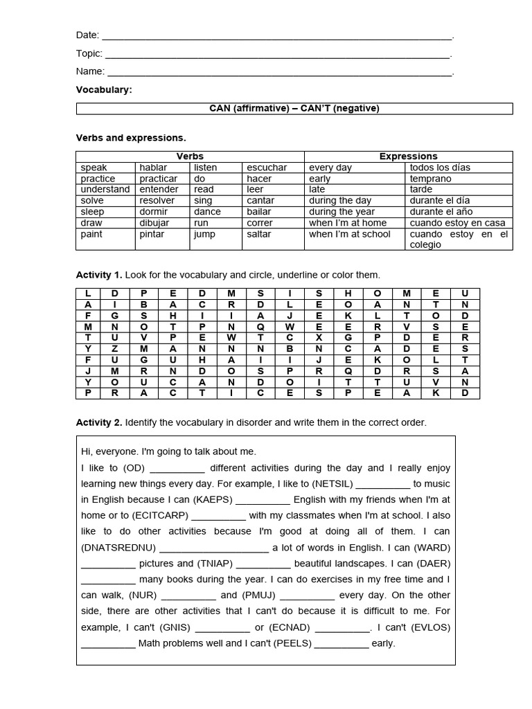 13° I Can Speak English Worksheet | PDF | Linguistics | Grammar
