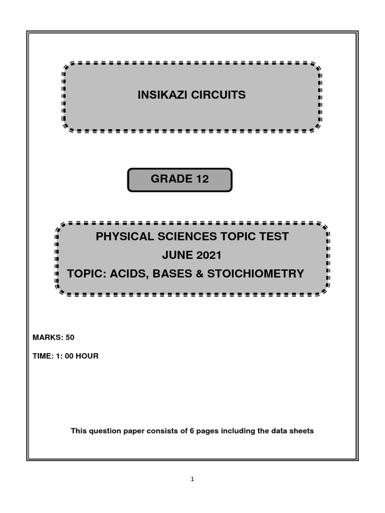 Test Per Topic QP (Acids and Bases) 2021 Editted | PDF | Acid | Chemistry