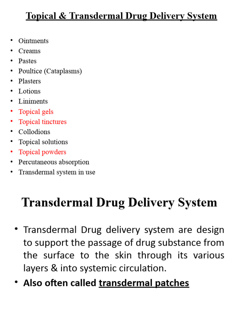 Chapter 7 Topical & Transdermal Drug Delivery Me | PDF | Topical ...