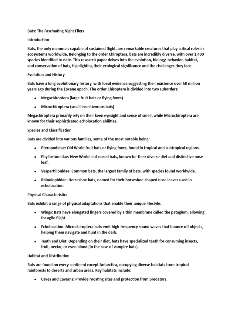 Bats The Fascinating Night Fliers | PDF | Bat | Birds