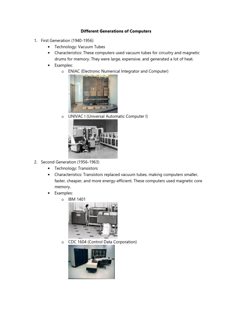 Different Generations of Computers | PDF | Integrated Circuit | Personal Computers