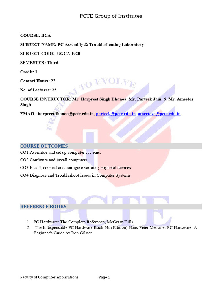 BCA PC Assembly & Troubleshooting Lab | PDF | Personal Computers | Usb