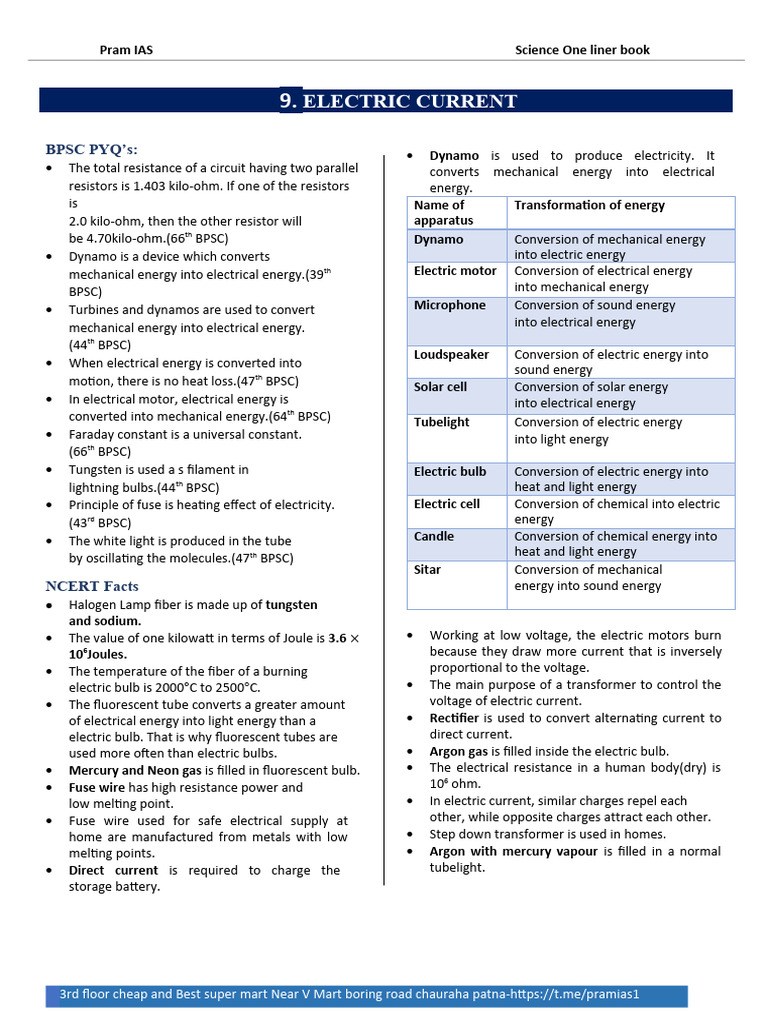 Pram IAS Science One Liner Book For Warrior Batch-29 | PDF ...