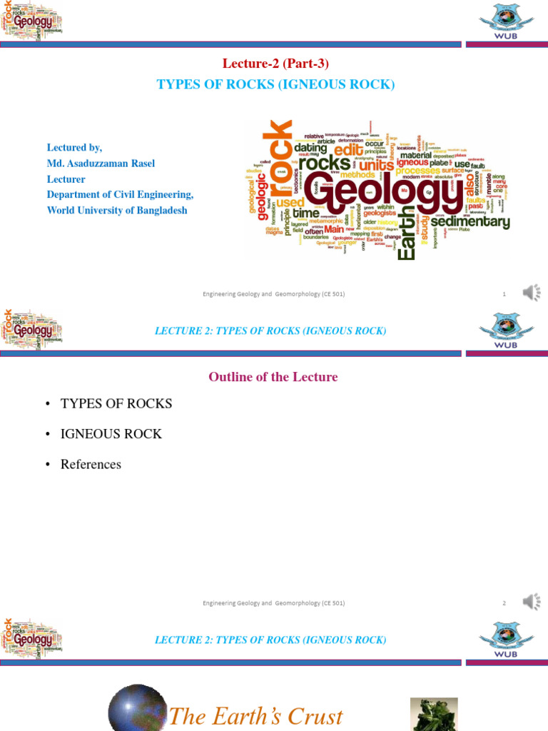 Lecture 2 (Part 3) - Fall 2020 - CE - WUB | PDF | Rock (Geology) | Igneous Rock