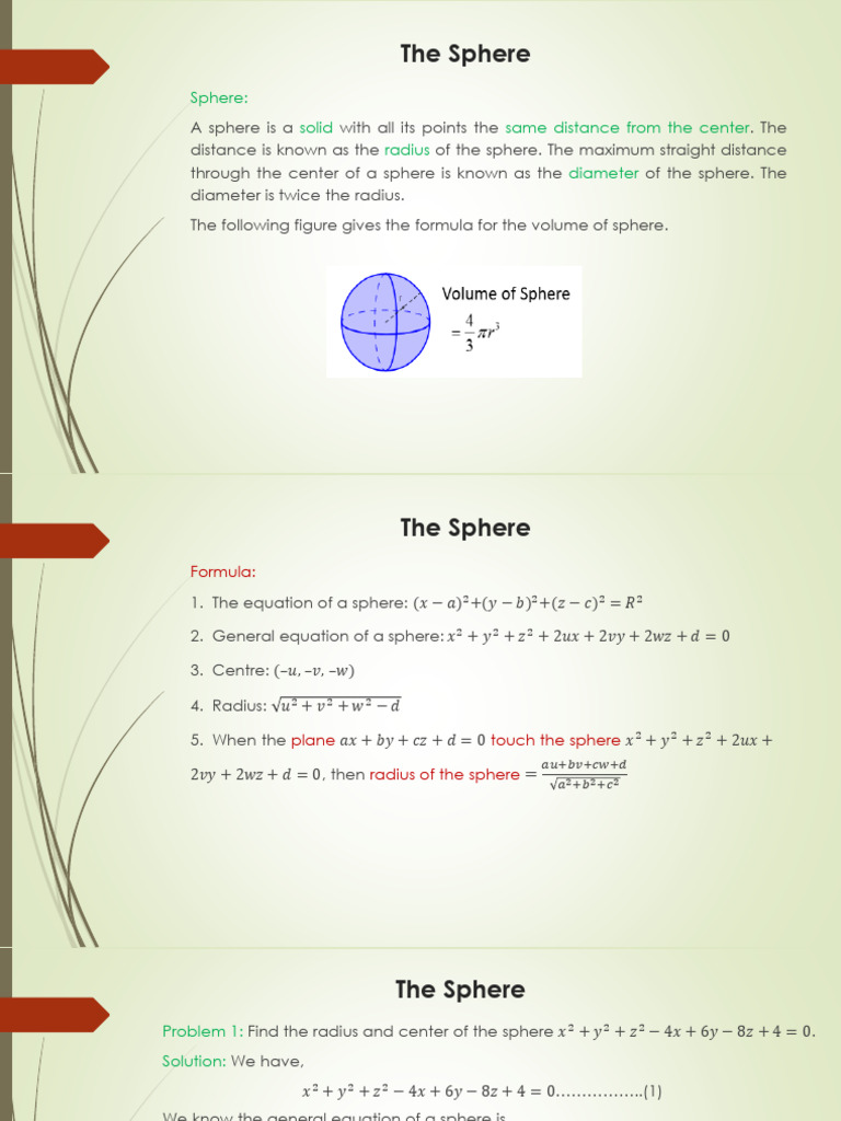 Understanding Sphere Geometry and Equations | PDF | Sphere | Elementary ...