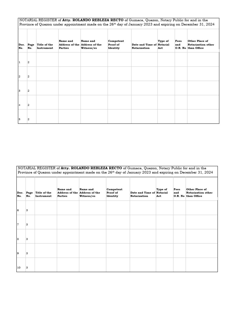 Blank Notarial Pages | PDF | Justice | Crime & Violence