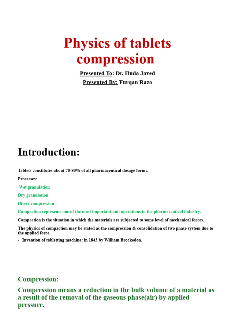 Physics of Compression | PDF | Tablet (Pharmacy) | Force