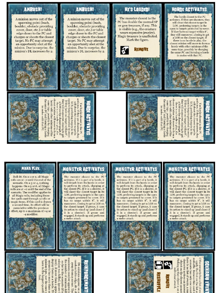 Event Card Sheets | PDF