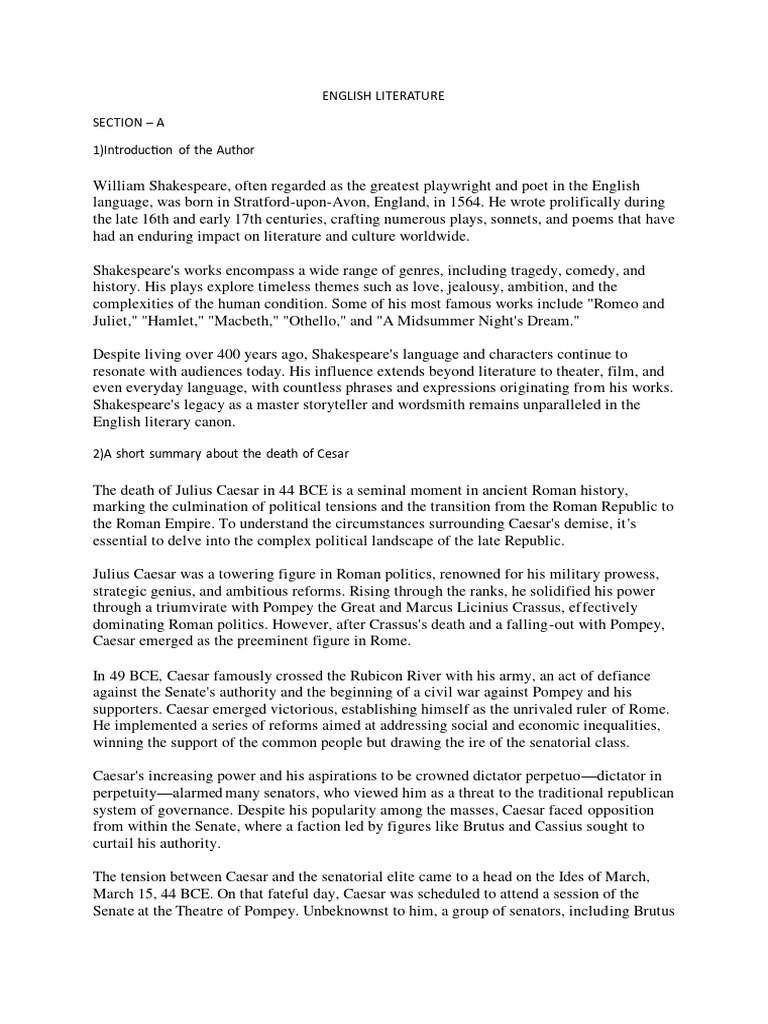 English Literature | PDF | Julius Caesar | Augustus