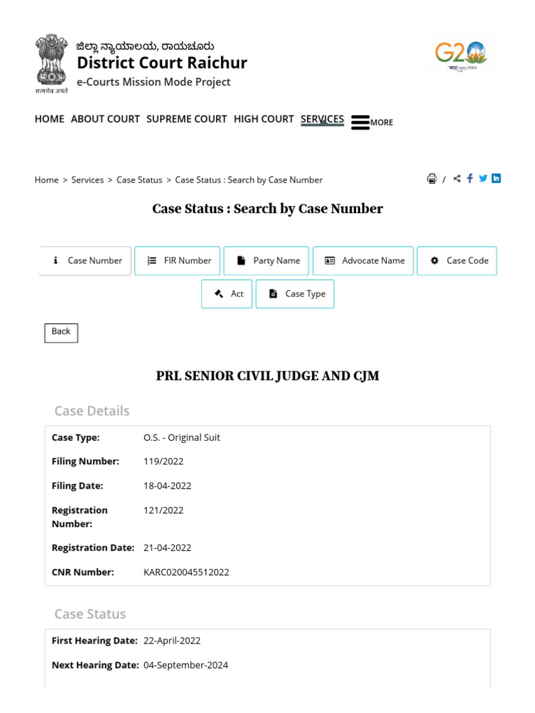 Raichur District Court Case Status | PDF | Government | Public Law