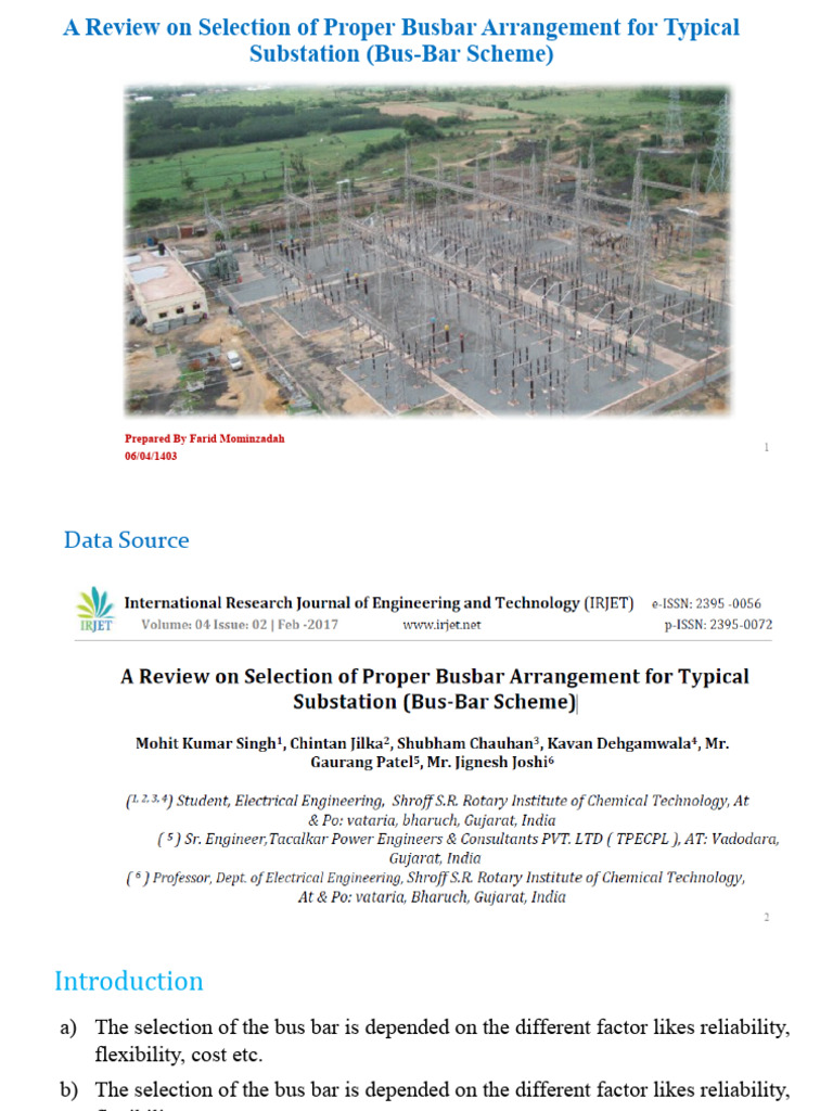 A Review On Selection of Proper Busbar A | PDF | Electrical Substation ...