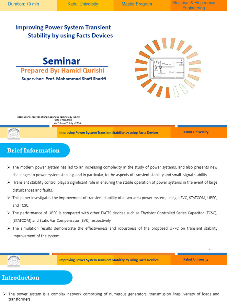 ppt Power System Transient Stability using FACTS devices1 | PDF | Electrical Engineering ...