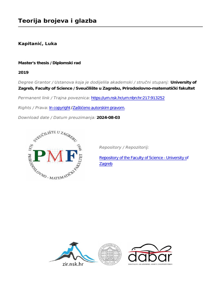 Teroija Brojeva I Glazba | PDF