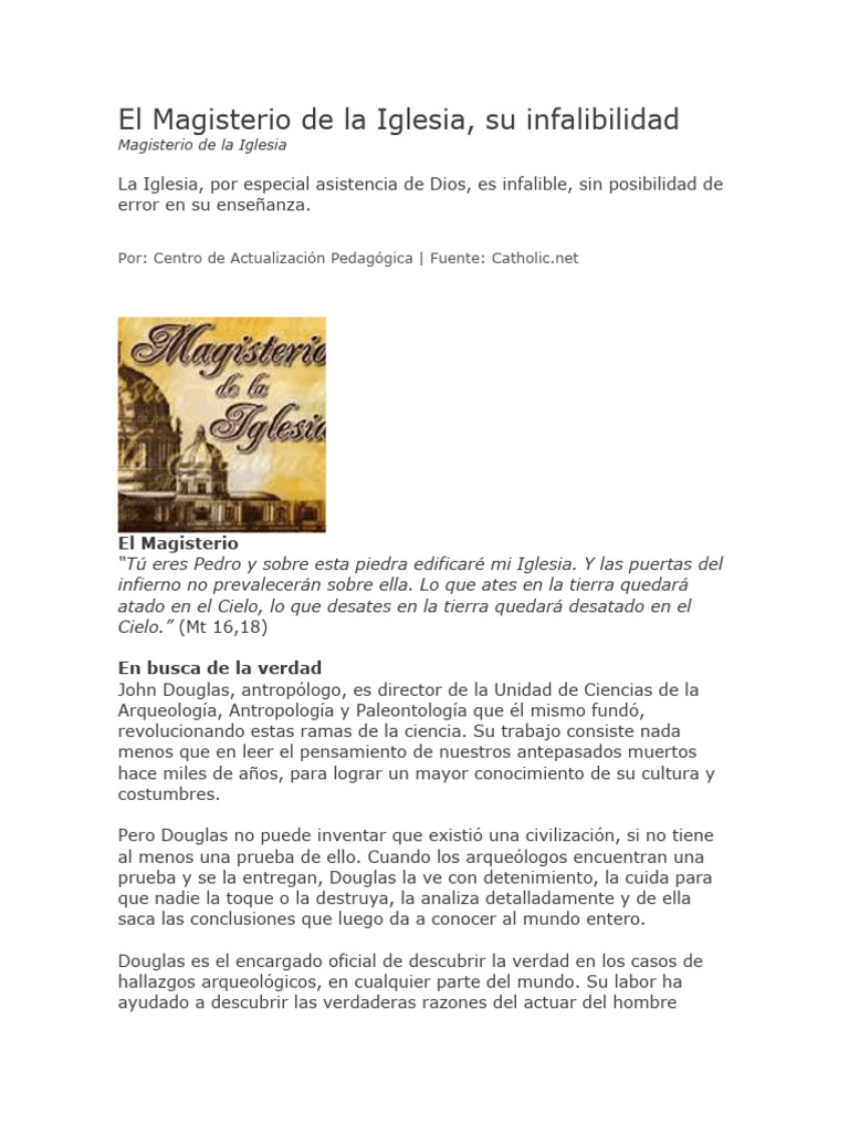 El Magisterio de La Iglesia | PDF | Iglesia Católica | Creencia ...