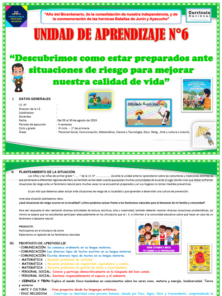 1ro Unidad de Aprendizaje 6 1er Grado | PDF | Evaluación | Aprendizaje