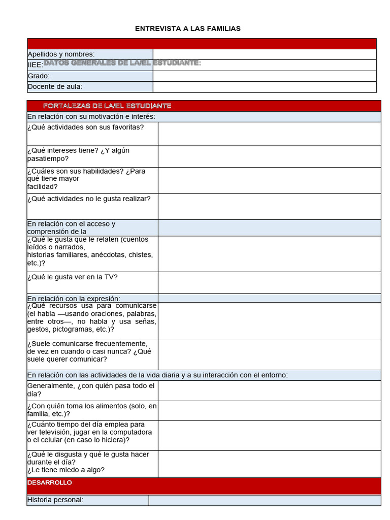 Entrevista de La Familia | PDF | Relaciones personales, crianza y ...