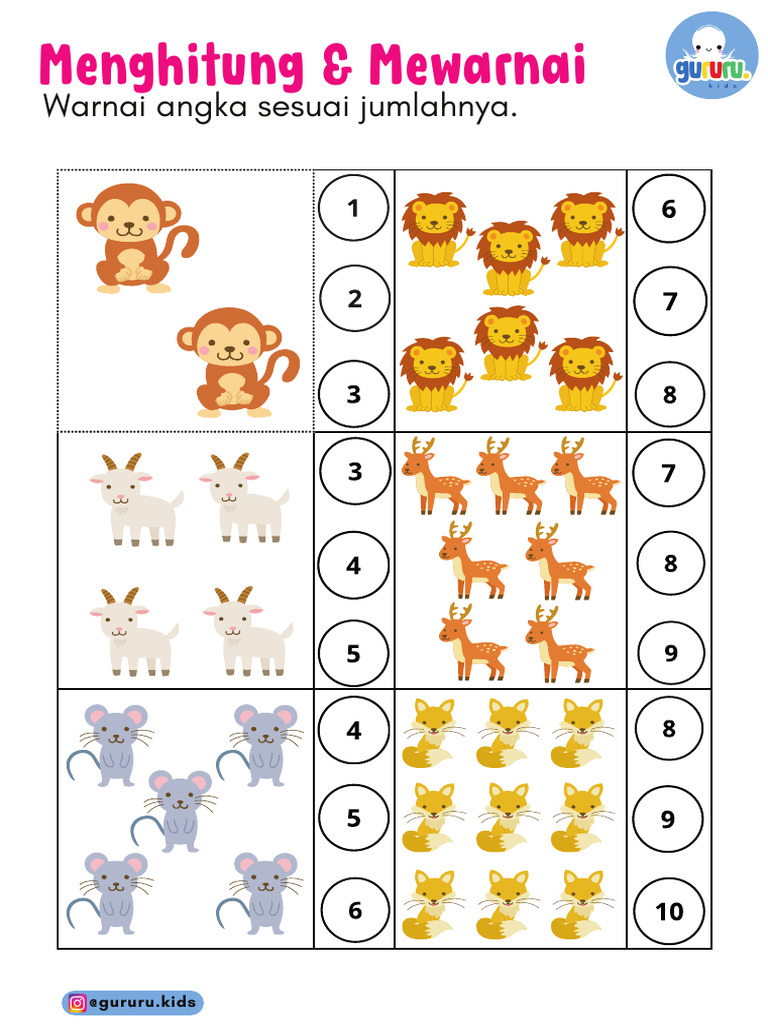 Menghitung dan Mewarnai untuk Anak TK | PDF | Olahraga & Rekreasi ...