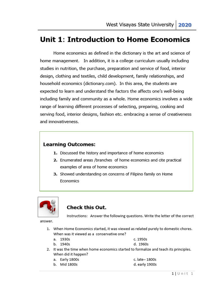 Introduction to Home Economics | PDF | Home Economics | Economics
