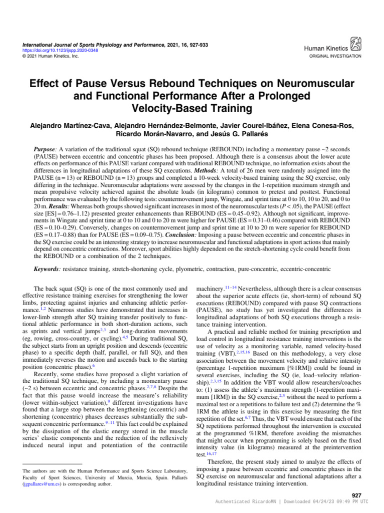 Effect of Pause Versus Rebound Techniques On Neuromuscular and ...
