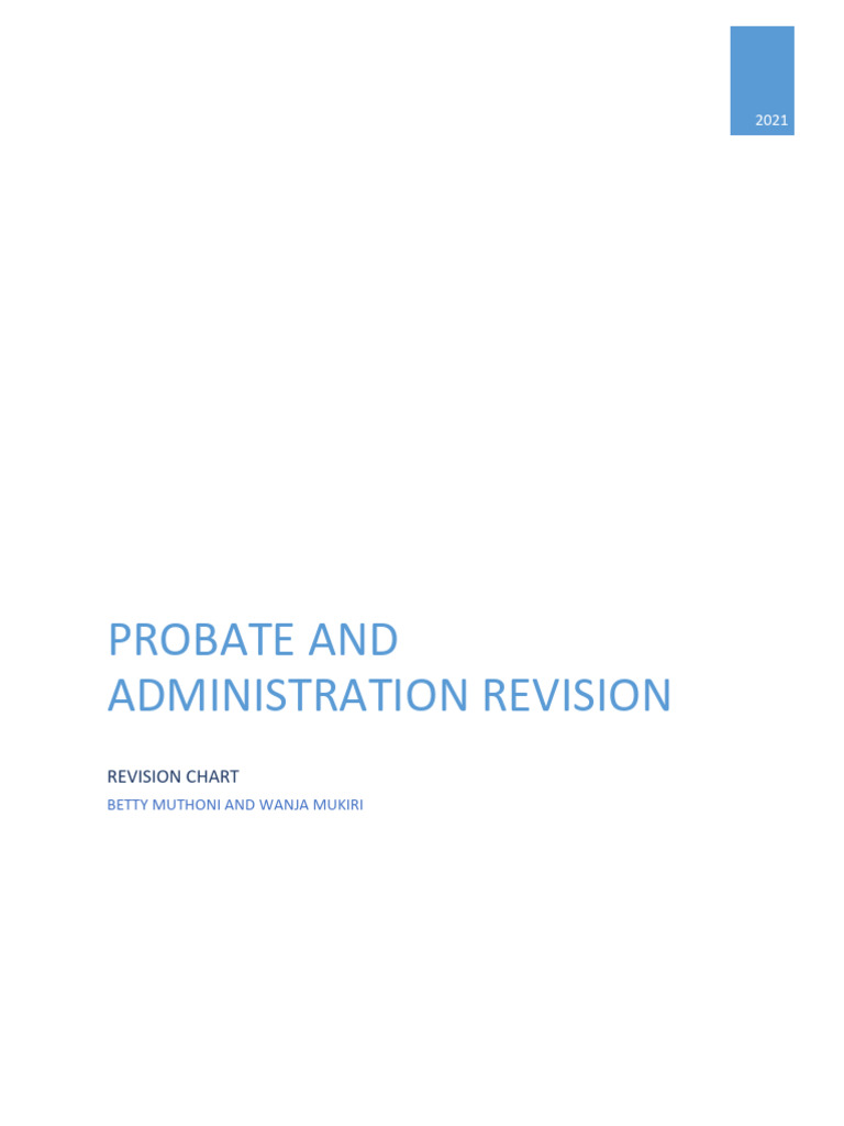 PROBATE REVISION CHART FINAL! | PDF | Will And Testament | Intestacy
