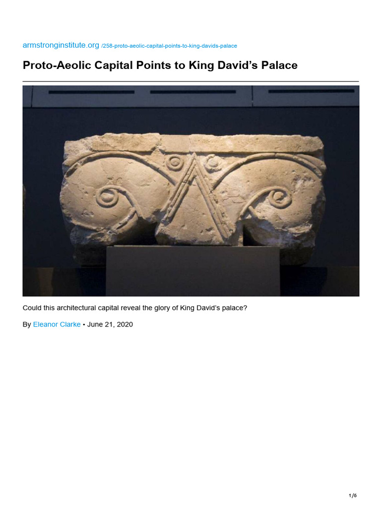 Proto-Aeolic Capital Points To King Davids Palace | PDF | David