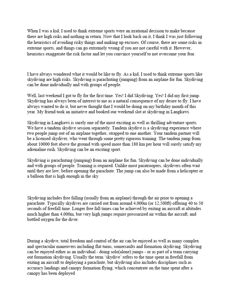 Skydiving Pdf Parachuting Parachute