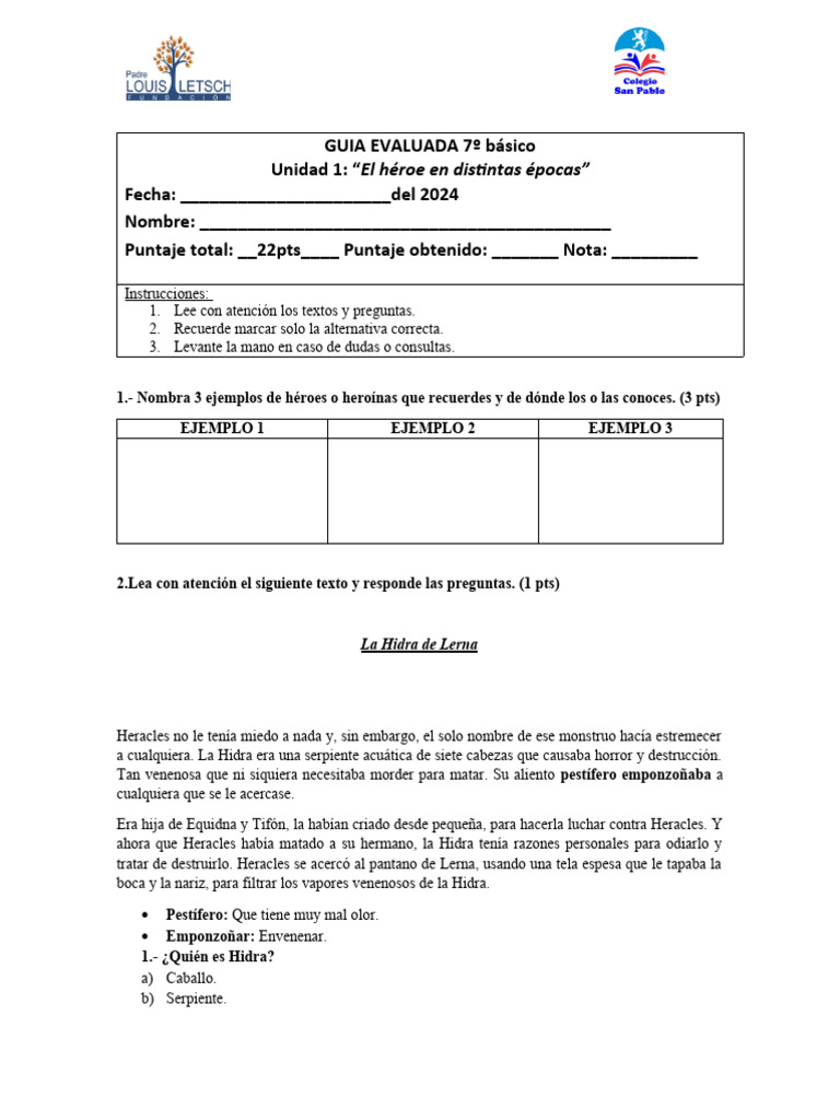 Guia Evaluada 7mo | PDF