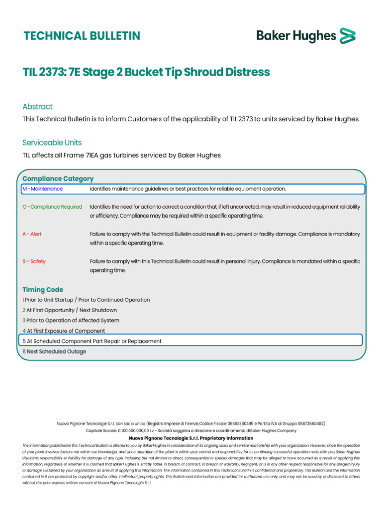 TIL 2373 - 7E Stage 2 Bucket Tip Shroud Distress | PDF | Legal ...