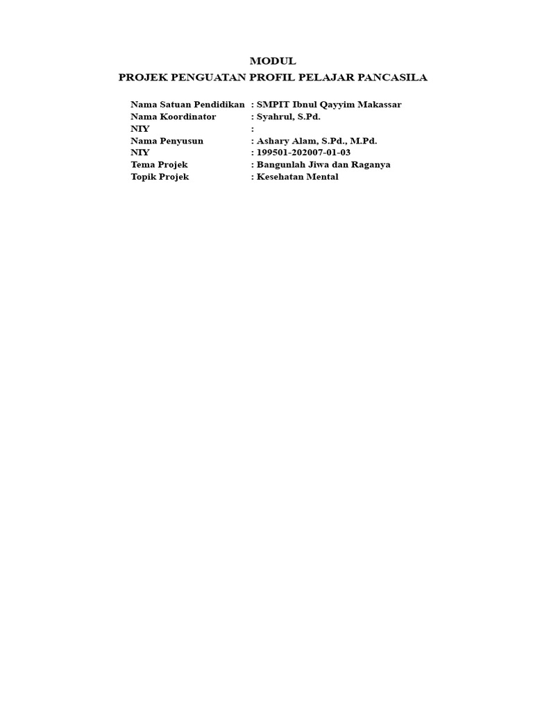 Modul Kesehatan Mental Remaja SMPIT | PDF