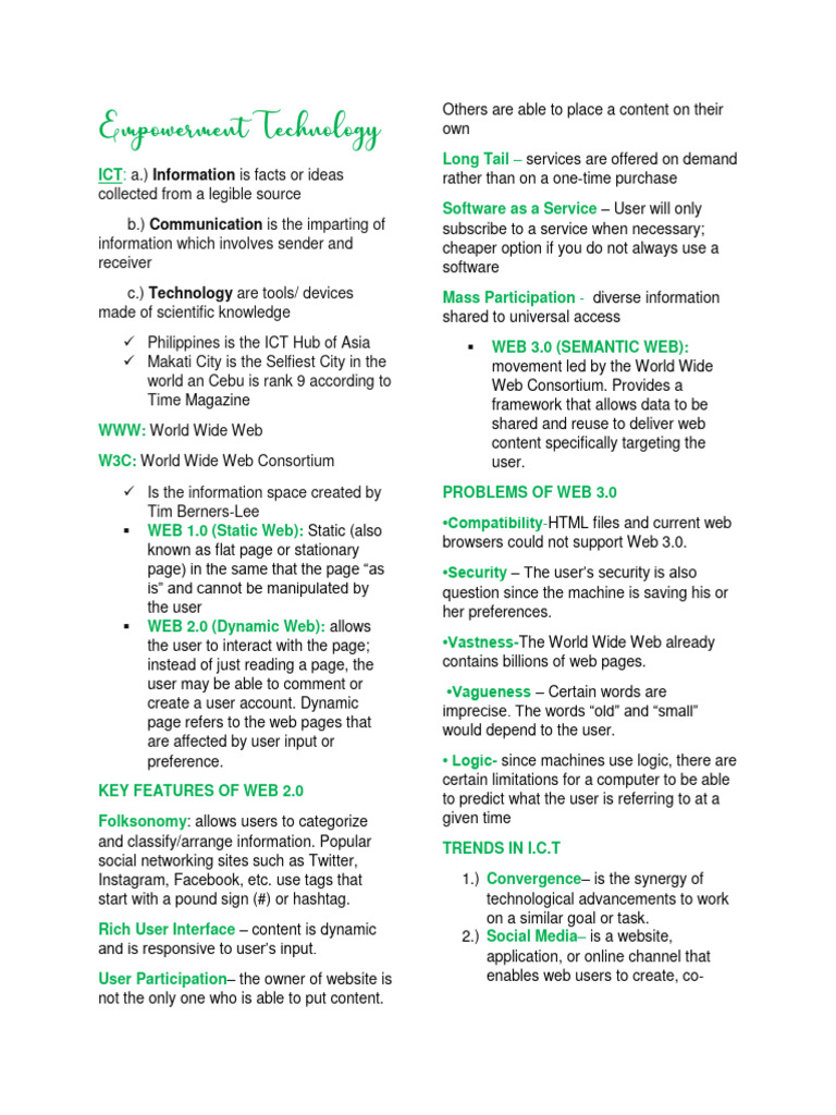 Emtech Reviewer | PDF | World Wide Web | Internet & Web