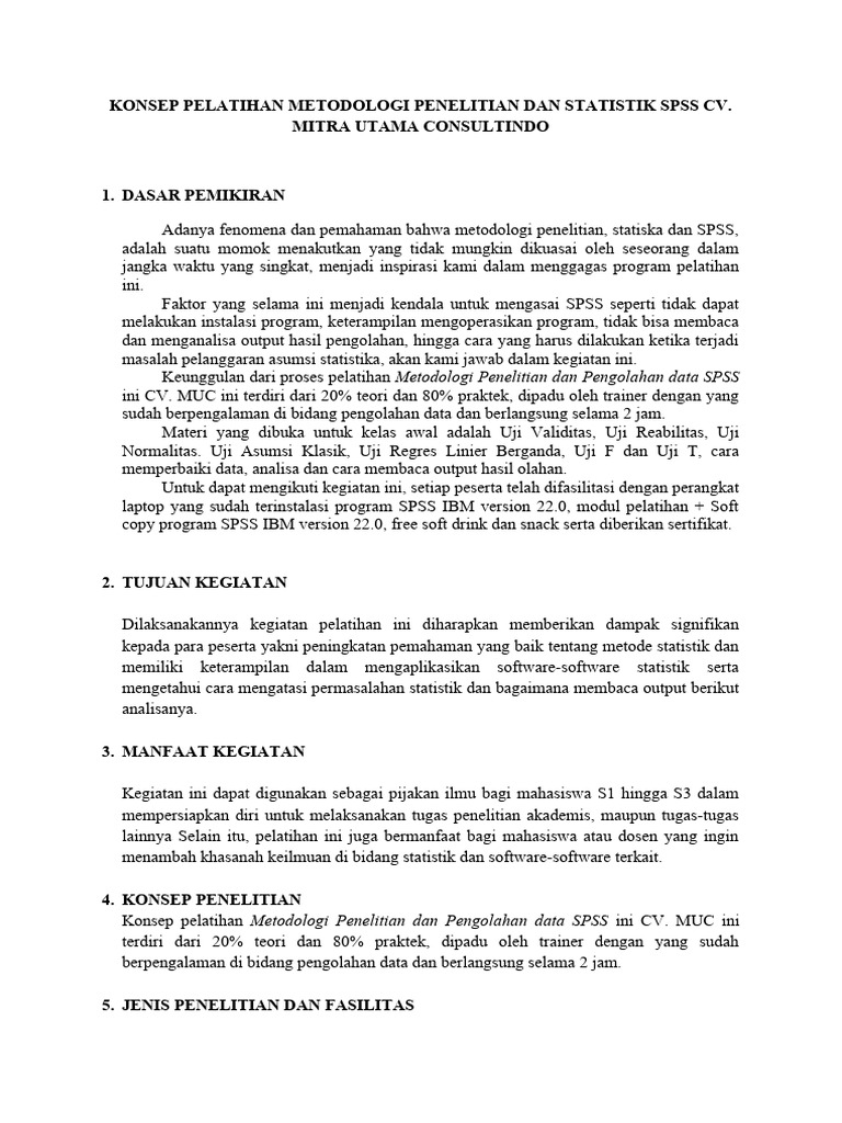 Silabus Pelatihan Statistik Cv. Muc | PDF | Bisnis | Komputer