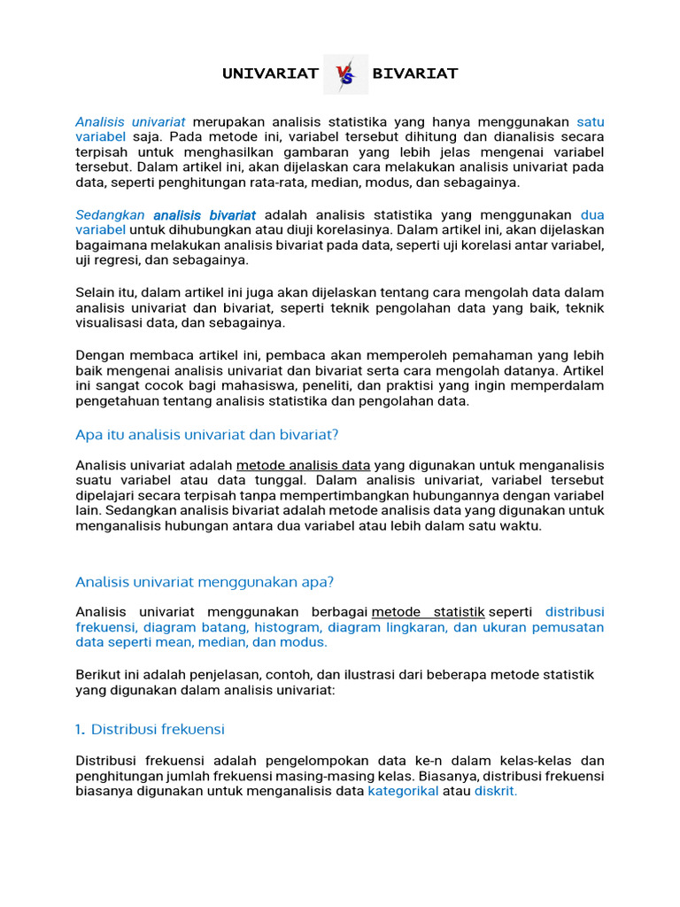 UNIVARIAT Dan BIVARIAT | PDF