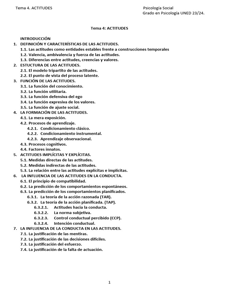 Actitudes: Definición y Funciones en Psicología | PDF | Actitud ...