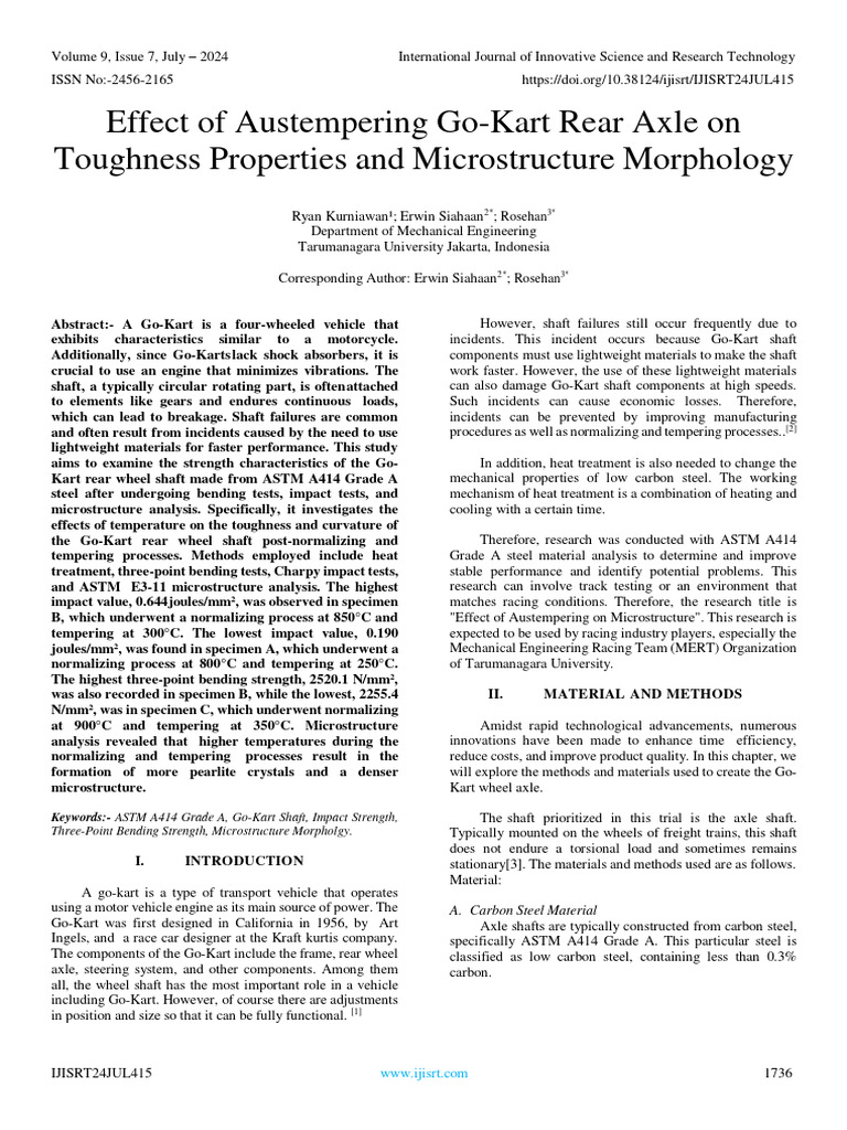 Effect of Austempering Go-Kart Rear Axle On Toughness Properties and Microstructure Morphology ...