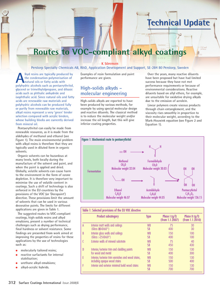 Routes to VOC-compliant alkyd coatings | PDF | Paint | Emulsion