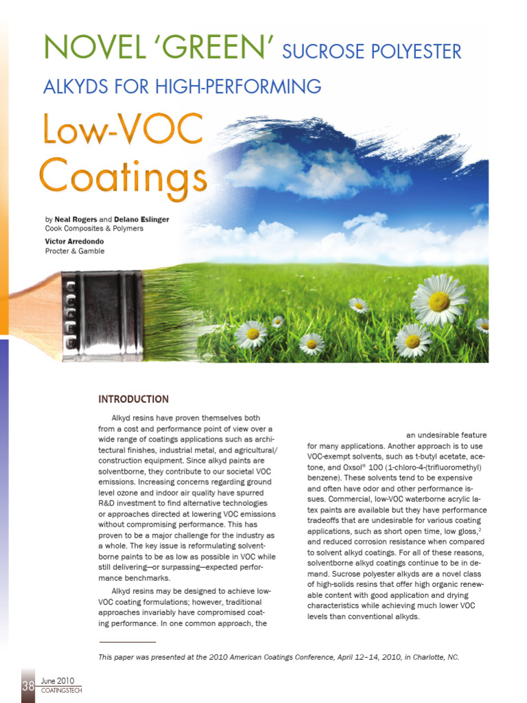 NOVEL GREEN' SUCROSE POLYESTER ALKYDS FOR HIGH-PERFORMING Low Voc ...