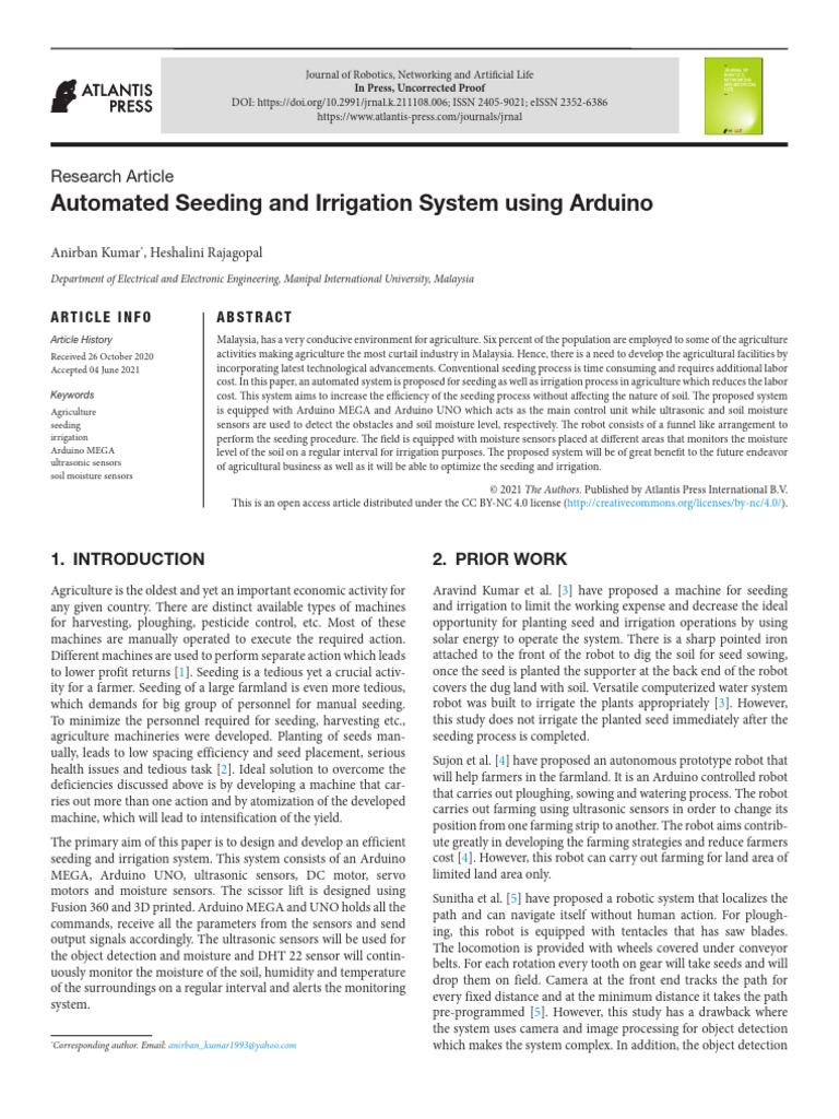 Automated Seeding and Irrigation System Using Ardu | PDF | Robot | Robotics