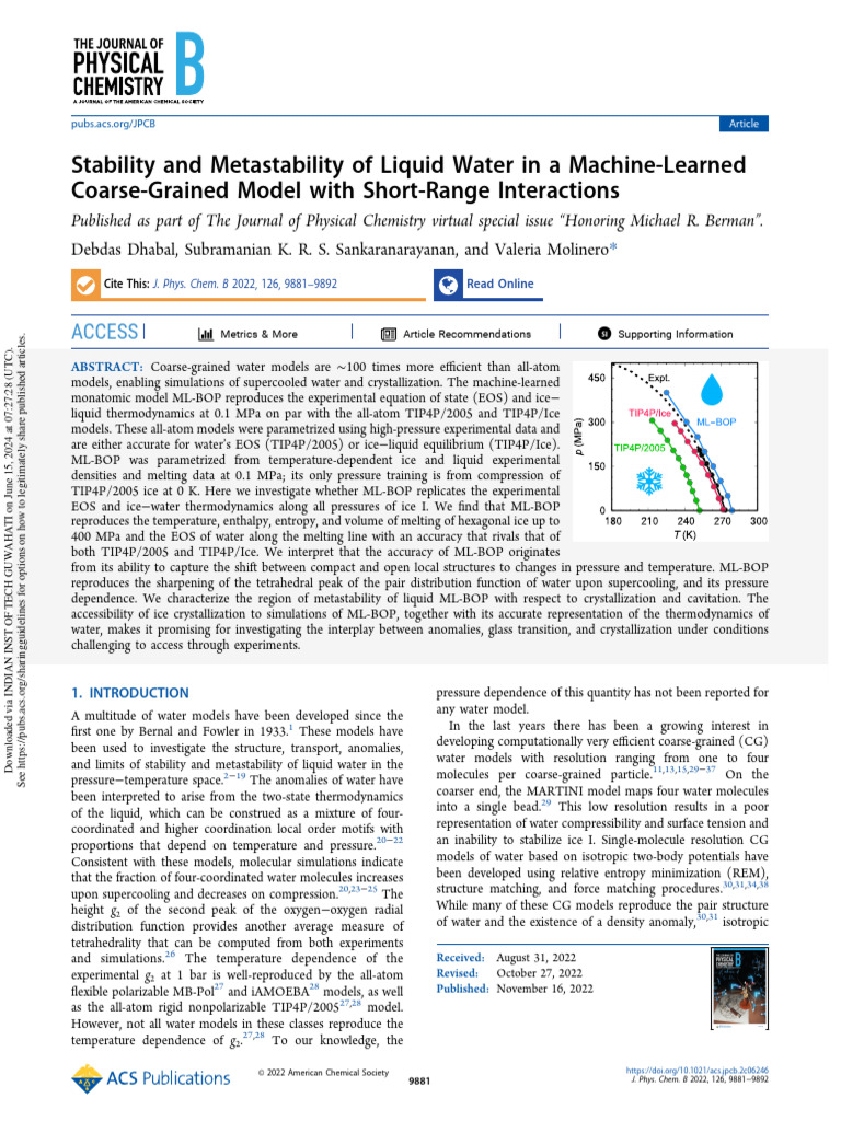 Dhabal Et Al 2022 Stability and Metastability of Liquid Water in A ...