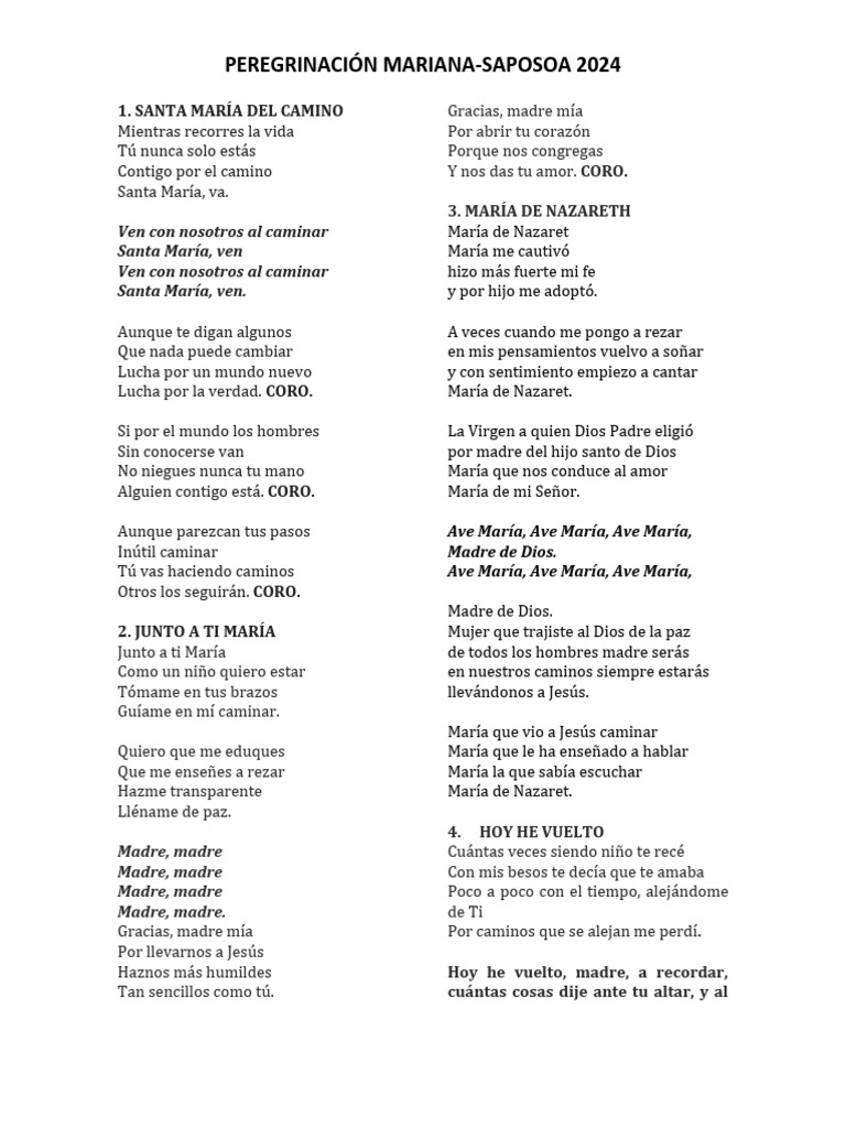 Cantos Marianos | PDF | María, madre de Jesús | Oración