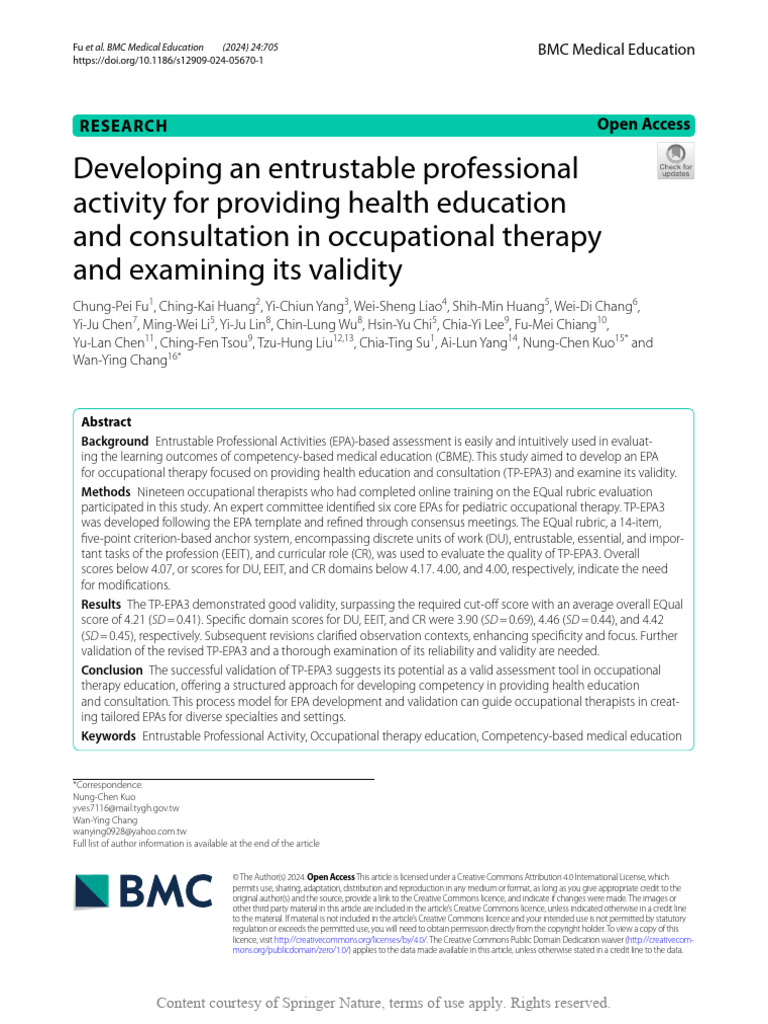 Developing An Entrustable Professional Activity Fo | PDF | Occupational ...