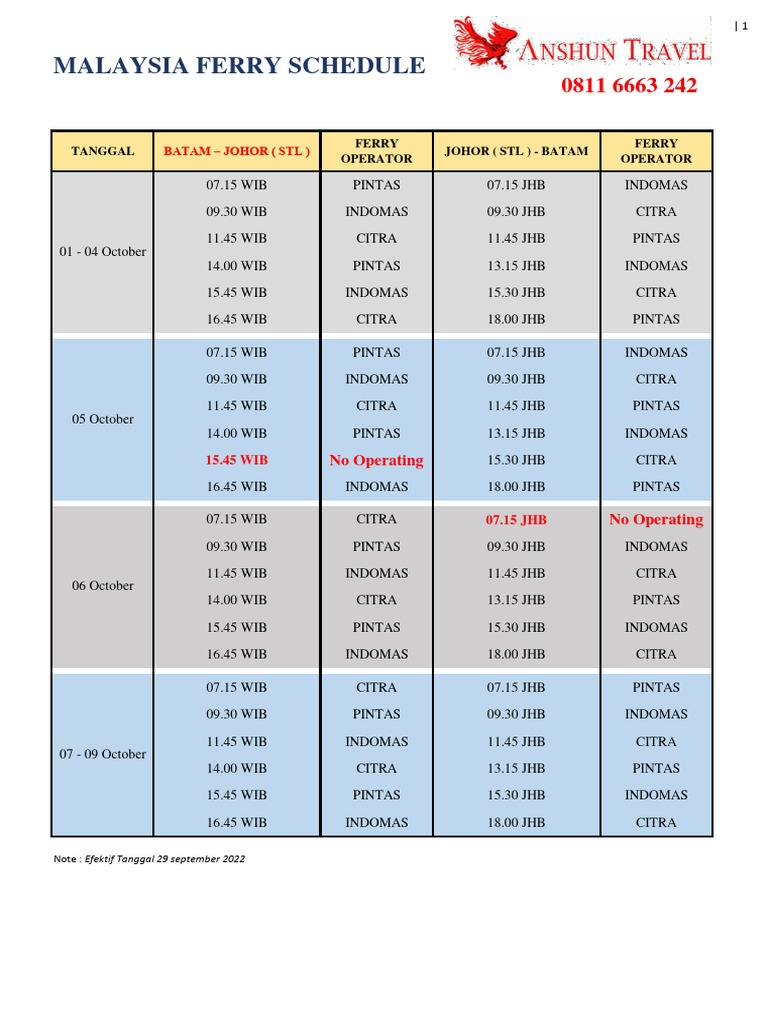 Bcs - Display Schedule Malay Oct | PDF